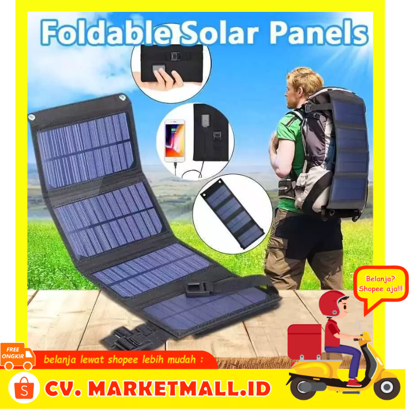 Jual Market Mall - Solar Panel Portable Pengisi Daya Fleksibel 10W 5V 2 ...