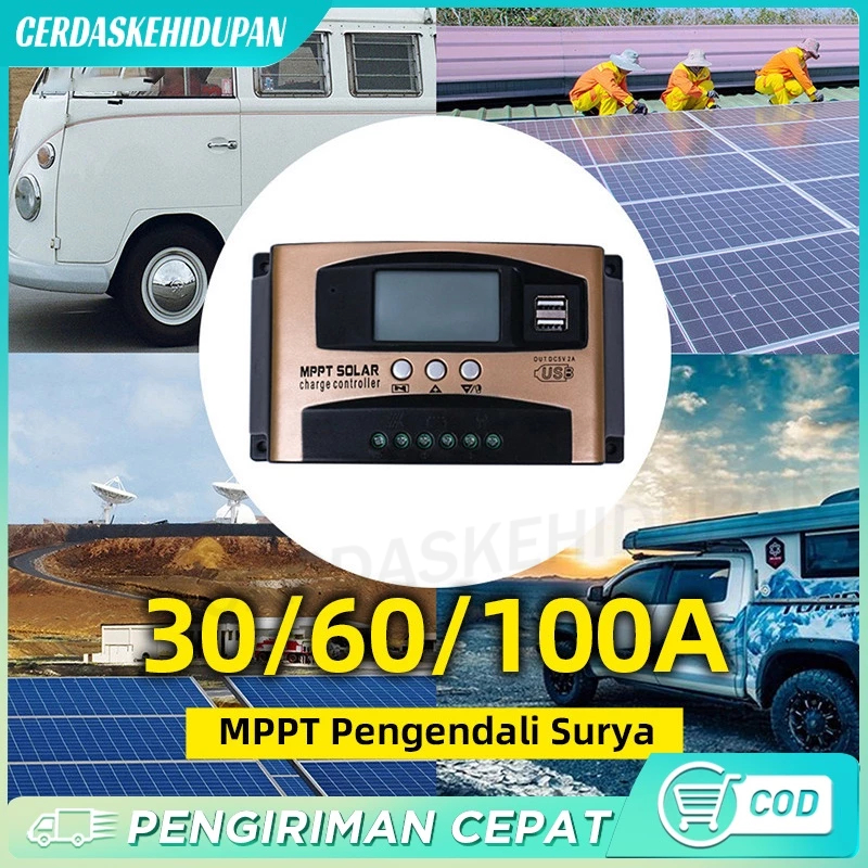Jual MPPT Pengontrol CAS Surya 12V 24V 30/60/100A Solar Charge Controller Rumah Panel Surya ...