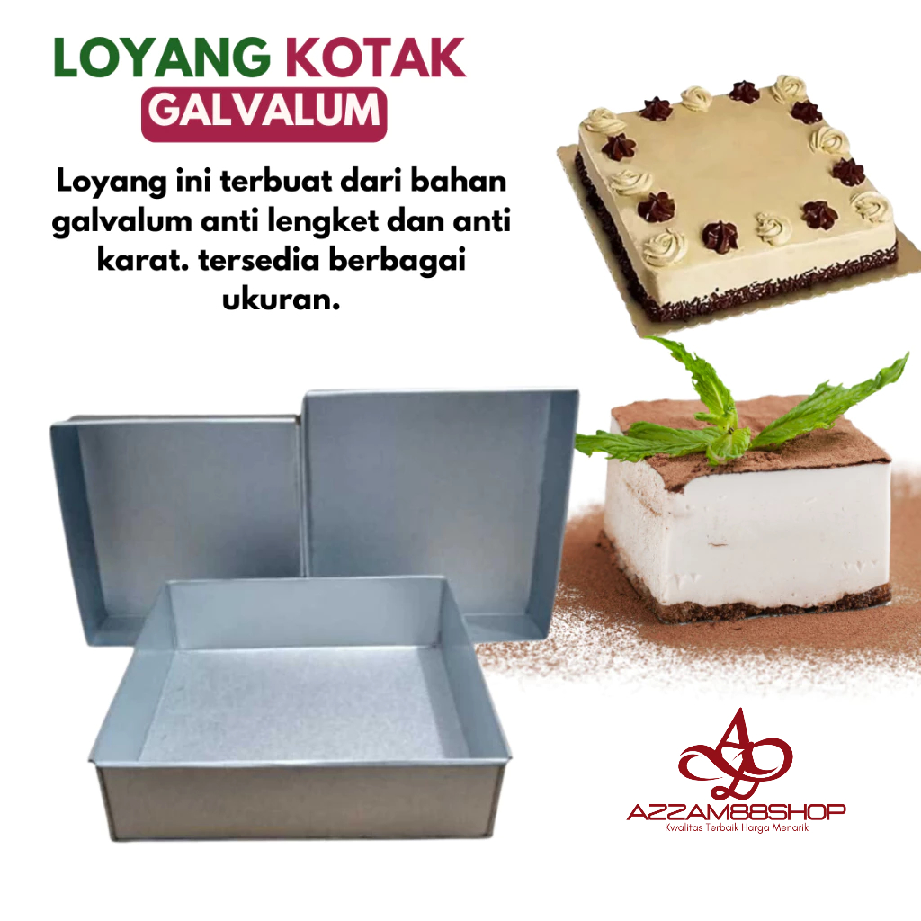Jual Loyang Kue Bentuk Kotak Ukuran 18, 20, dan 22 cm Harga Satuan ...