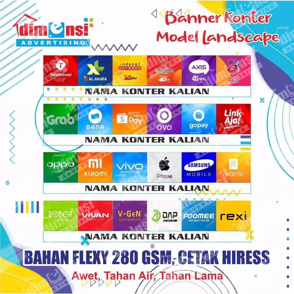 Jual Spanduk Banner Konter Landscape/ Renda Konter / Spanduk Dinding Konter - DIMENSIADV ...