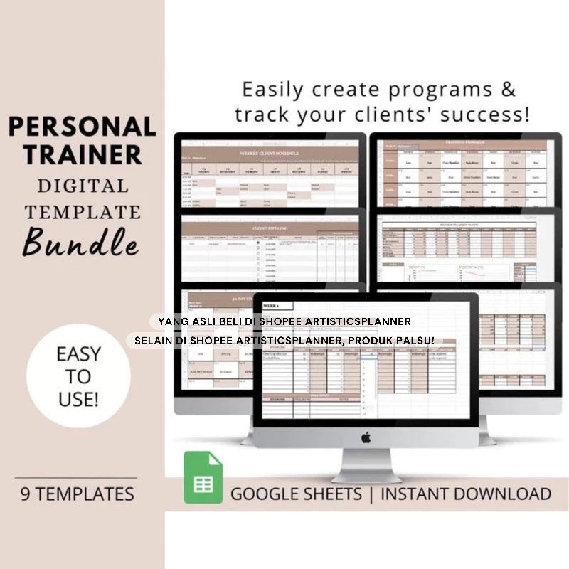 Jual Personal Trainer Fitness Bundle Spreadsheet | Program Template ...