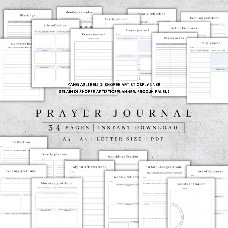 Jual Prayer Journal Printable | Bible Study Guide | Gratitude Journal ...