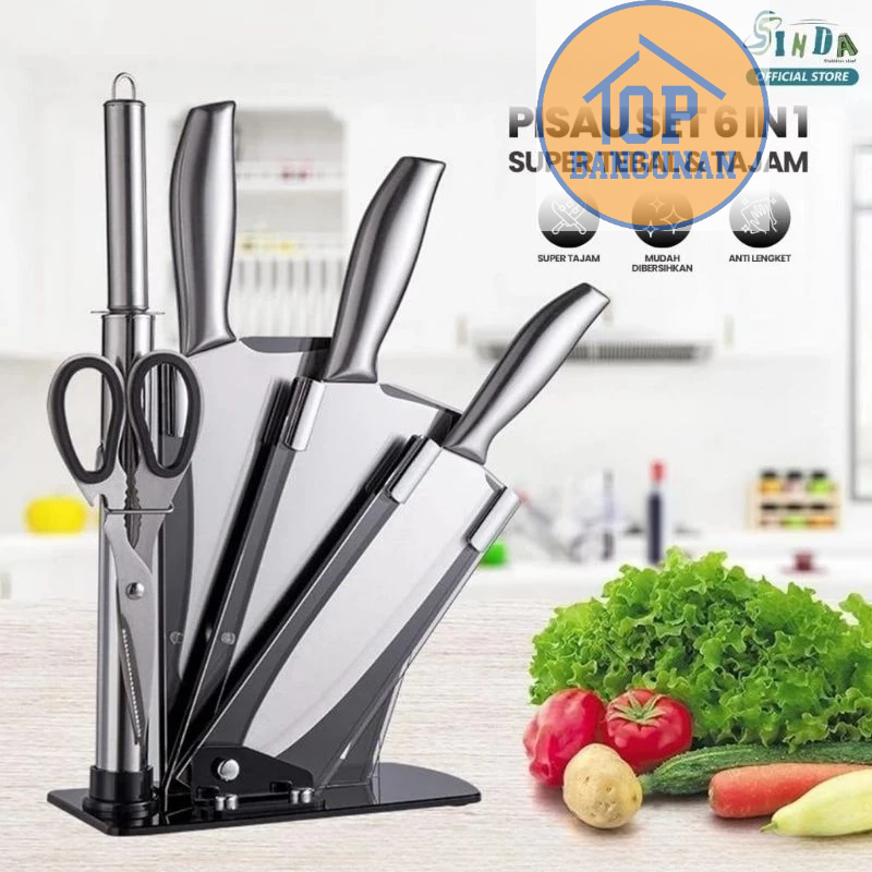 Jual Pisau Set / Pisau Dapur Knife Set 6 Stainless+Asahan Sinda ...