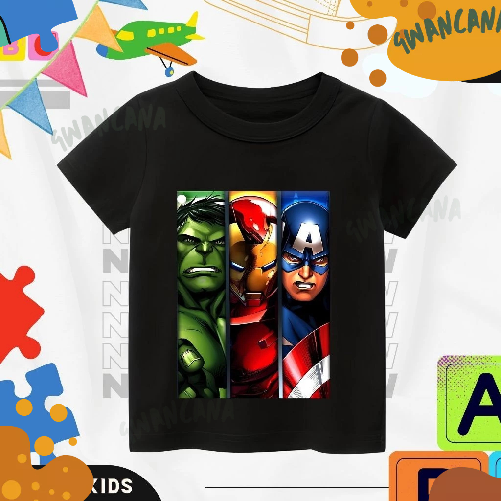 Jual Kaos Anak Custom Nama Combed 30s Gambar Kartun MARVEL Untuk Anak ...