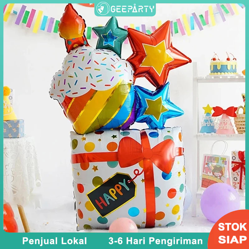 Jual 43 Inci Kue Kotak Hadiah Besar Balon Foil Ulang Tahun Selamat ...