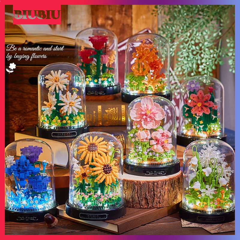 Jual 【READY】Mainan Bricks Bunga Buket DIY Lampu LED Susun Edukasi ...