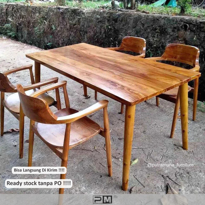 Jual Set Meja Makan restoran cafe kursi rotan kayu jati | Shopee Indonesia