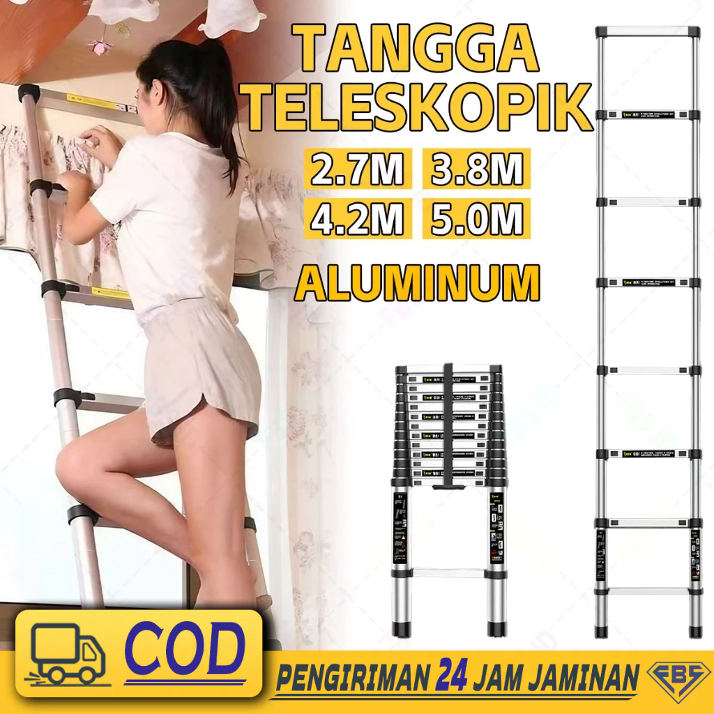 Jual Tangga Teleskopik Aluminium Portabel Tangga Lipat 3.2Meter ...