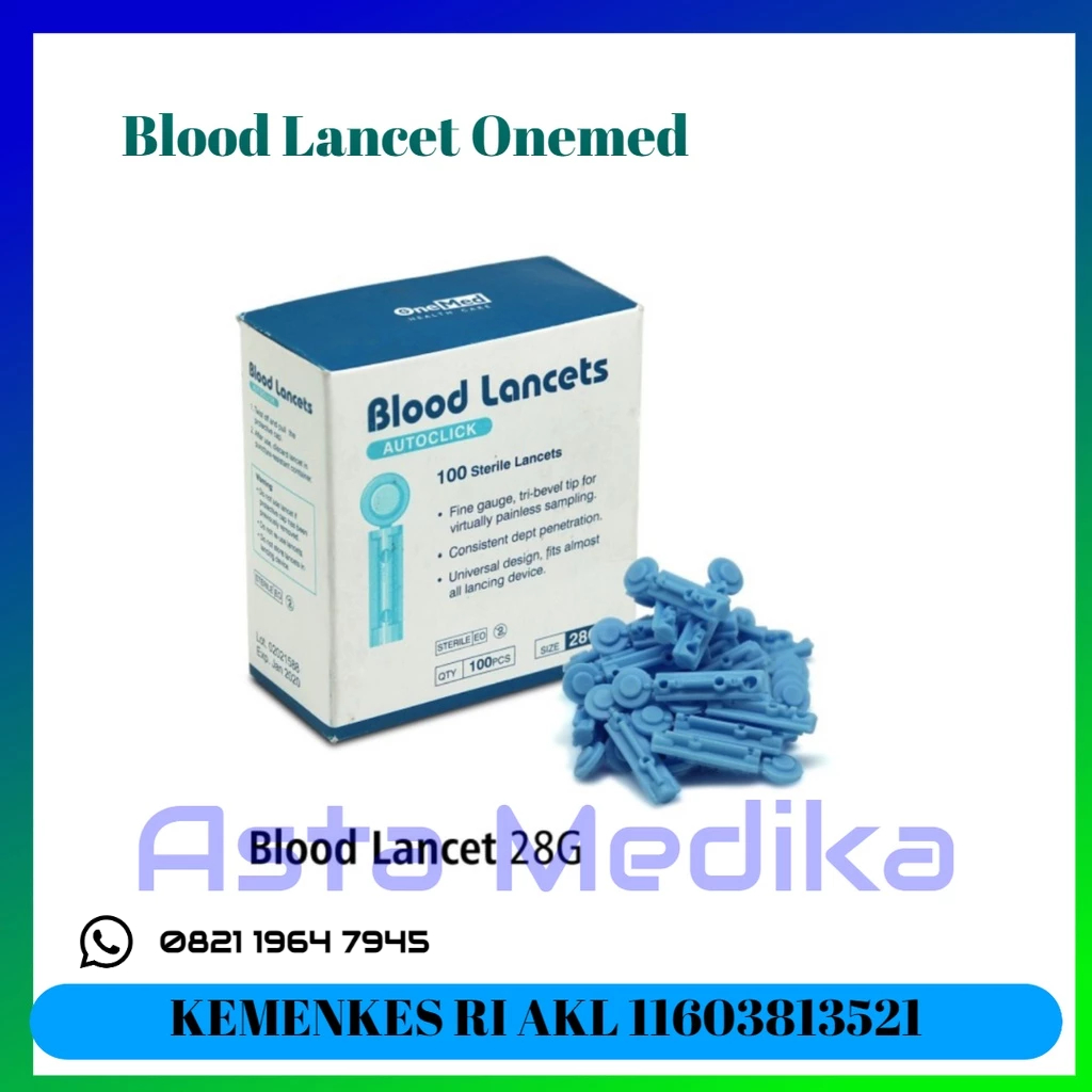 Jual Blood Lancet 26G & 28G Onemed isi 100pcs / Jarum Alat Ambil Darah 26G & 28G Box 100 Pcs ...