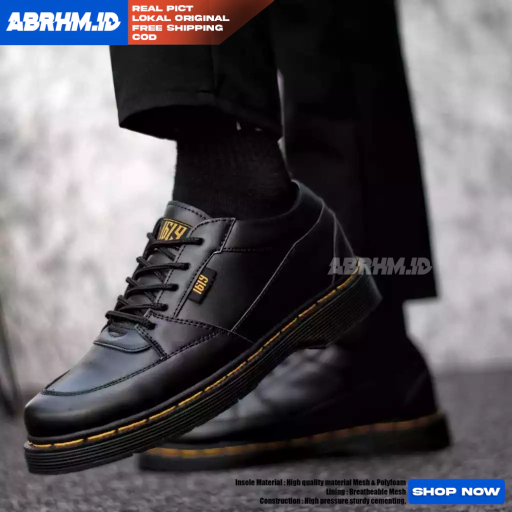 Jual ABRHM Sepatu Pantofel Formal Kerja Docmart Hitam Pria | Shopee ...