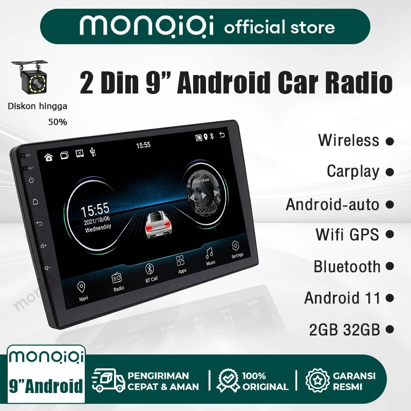 Jual Monqiqi - 2 Din 9 Inci Android Radio Mobil 2G 32G | Shopee Indonesia