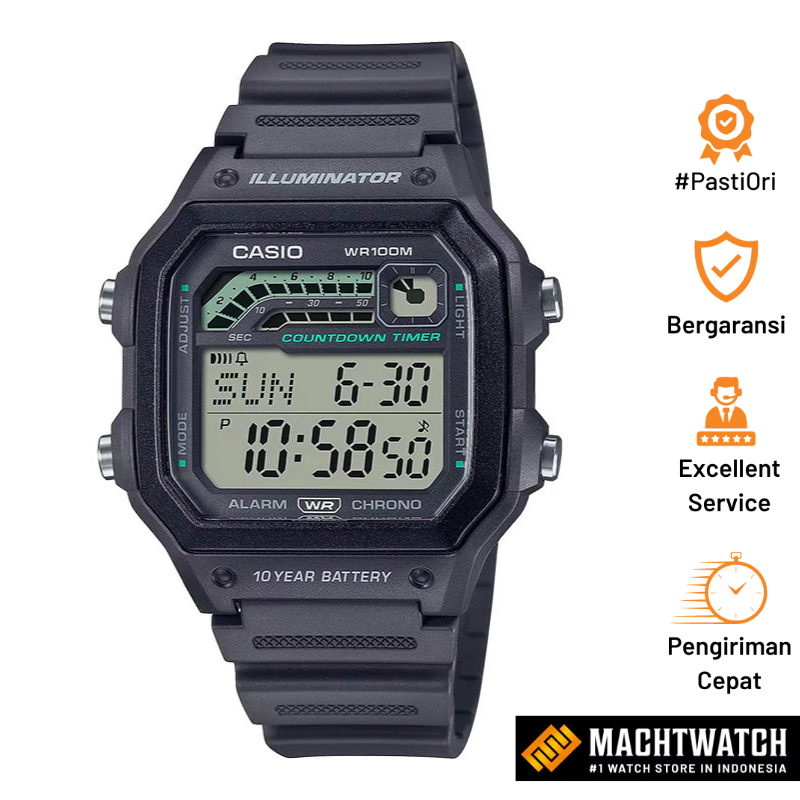 Jual Jam Tangan Pria Casio General WS-1600H-8AVDF Men Illuminator ...