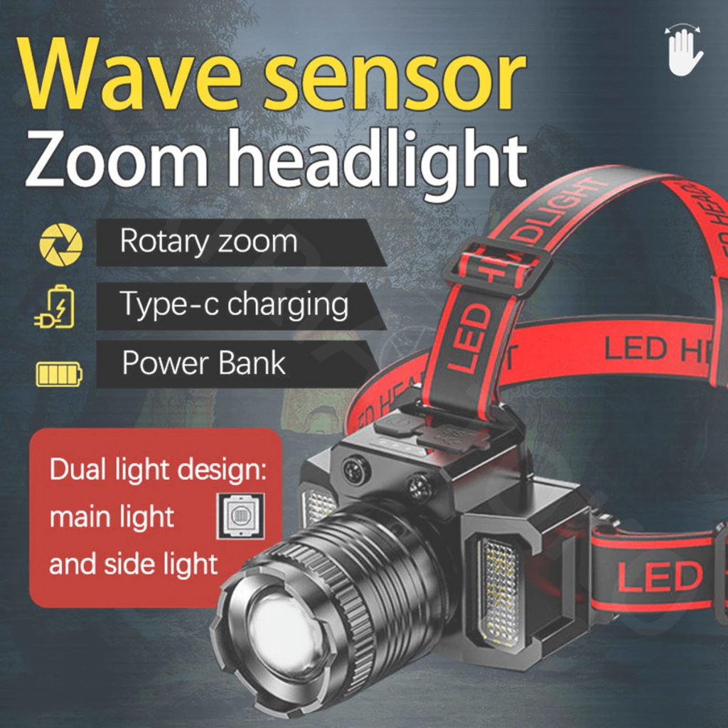 Jual Lampu Kepala LED Tahan Air/Headlamp F-T51 Induksi Sensor Gerak ...