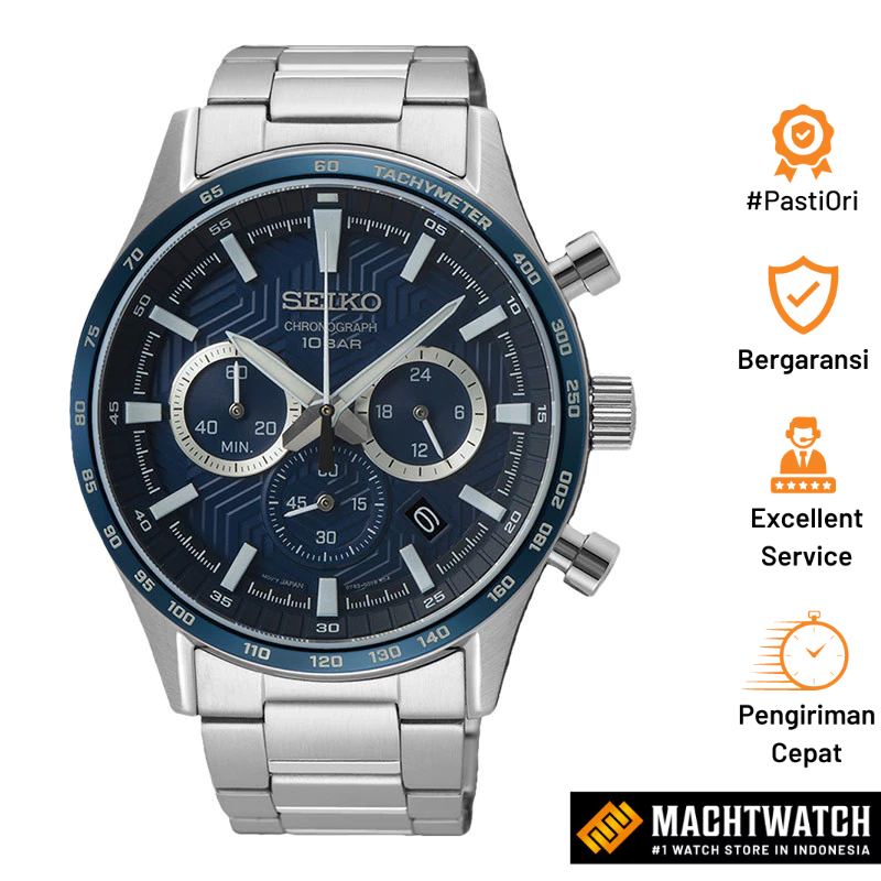 Jual Jam Tangan Pria Seiko Chronograph SSB445P1 Essentials Blue Dial ...