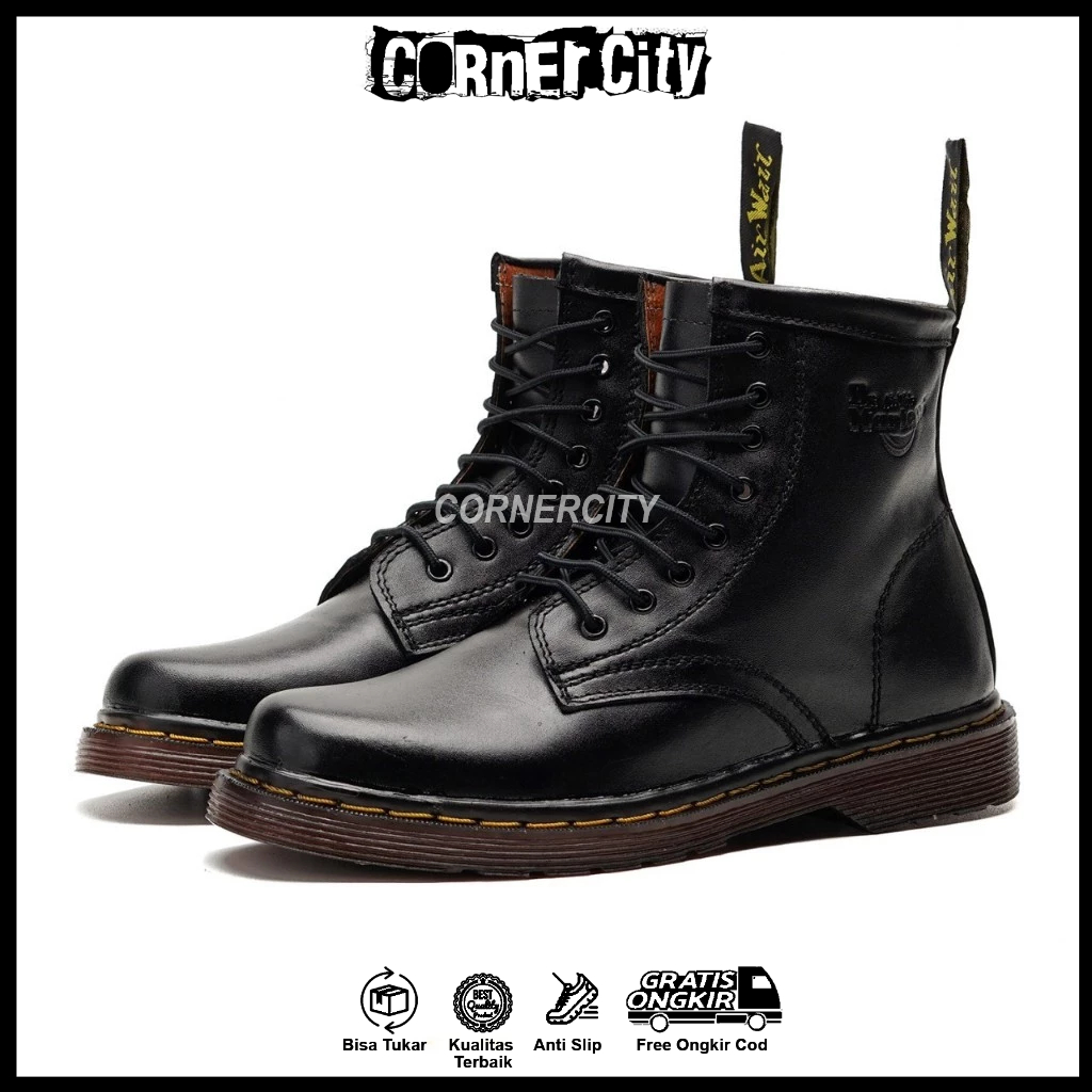 Jual CORNERCITY Sonli - Sepatu Docmart boots High Kulit Asli | Shopee ...