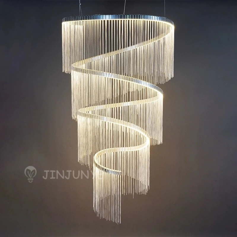 Jual Lampu Gantung Mewah Rumbai Tangga 400CM 3 Warna Cahaya Mewah Spiral Void Elegan 400CM Led 3 ...