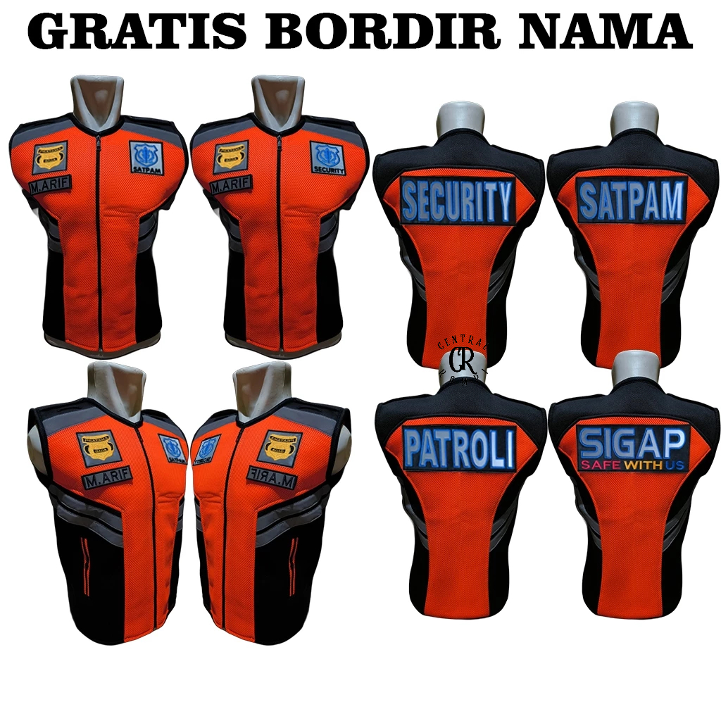 Jual Rompi Security Satpam Orange Kombinasi Hitam Terbaru Bahan ...