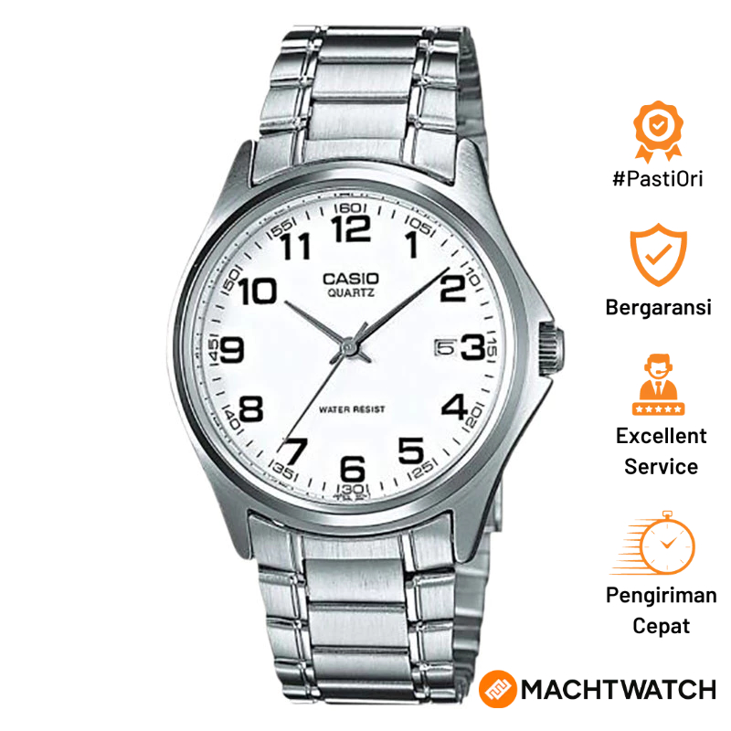 Jual Jam Tangan Pria Casio General MTP-1183A-7BDF Enticer Men White Dial Stainless Steel Band ...