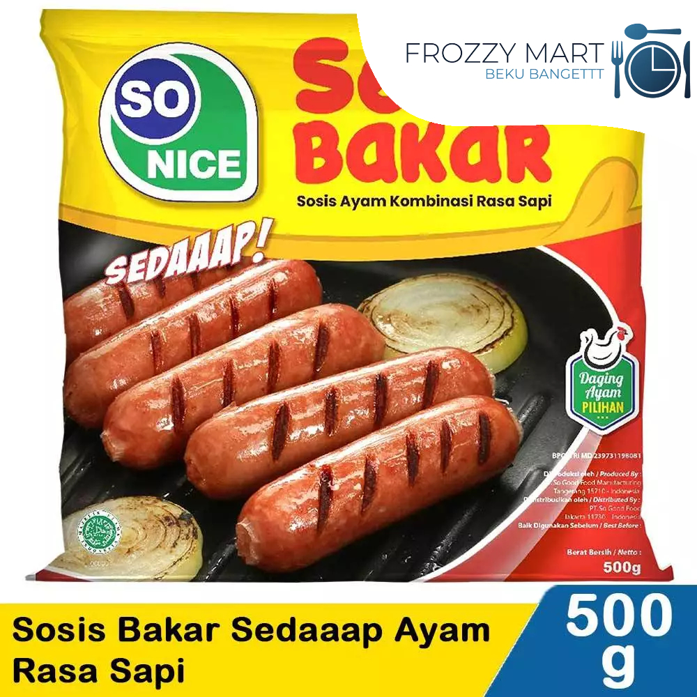 Jual So Nice Sosis Bakar Ayam Rasa Sapi – 500gr Isi 10 pcs | Sosis ...