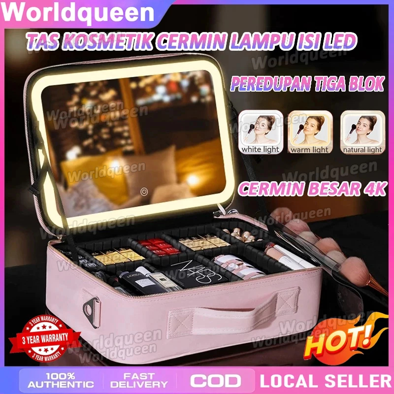 Jual COD Tas Kosmetik dengan Cermin Lampu LED Tas Makeup Beauty Case ...