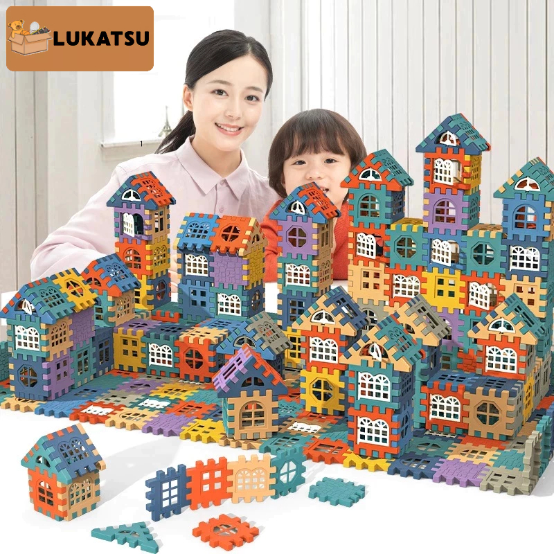 Jual Balok Susun Mainan Anak Puzzle Merakit Rumah Gaya Baru Jendela ...