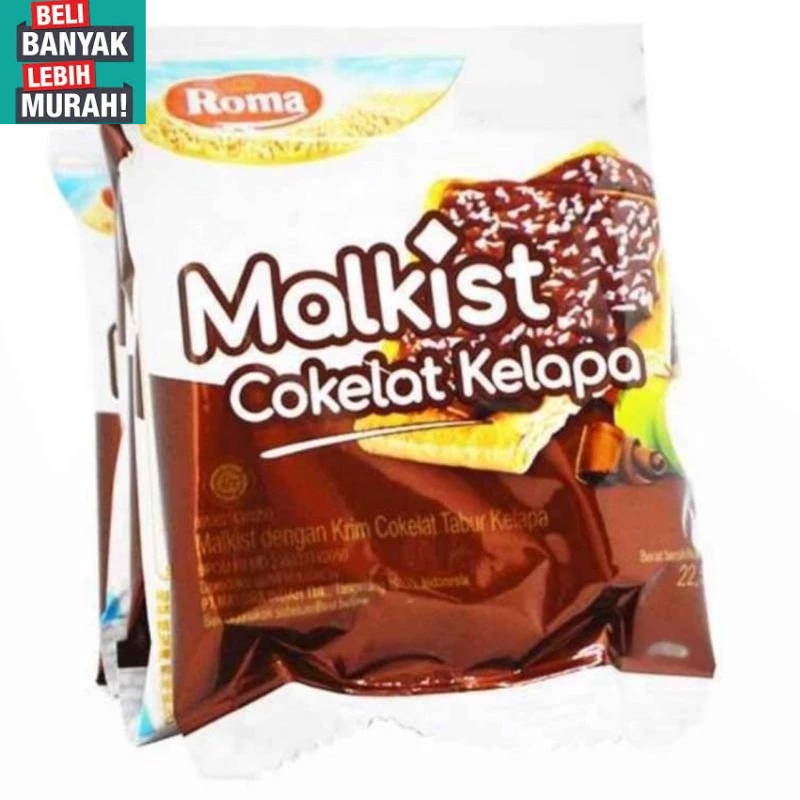 Jual ROMA MALKIST COKLAT KELAPA SACHET 1 PAK ISI 10 ( BELI BANYAK LEBH ...