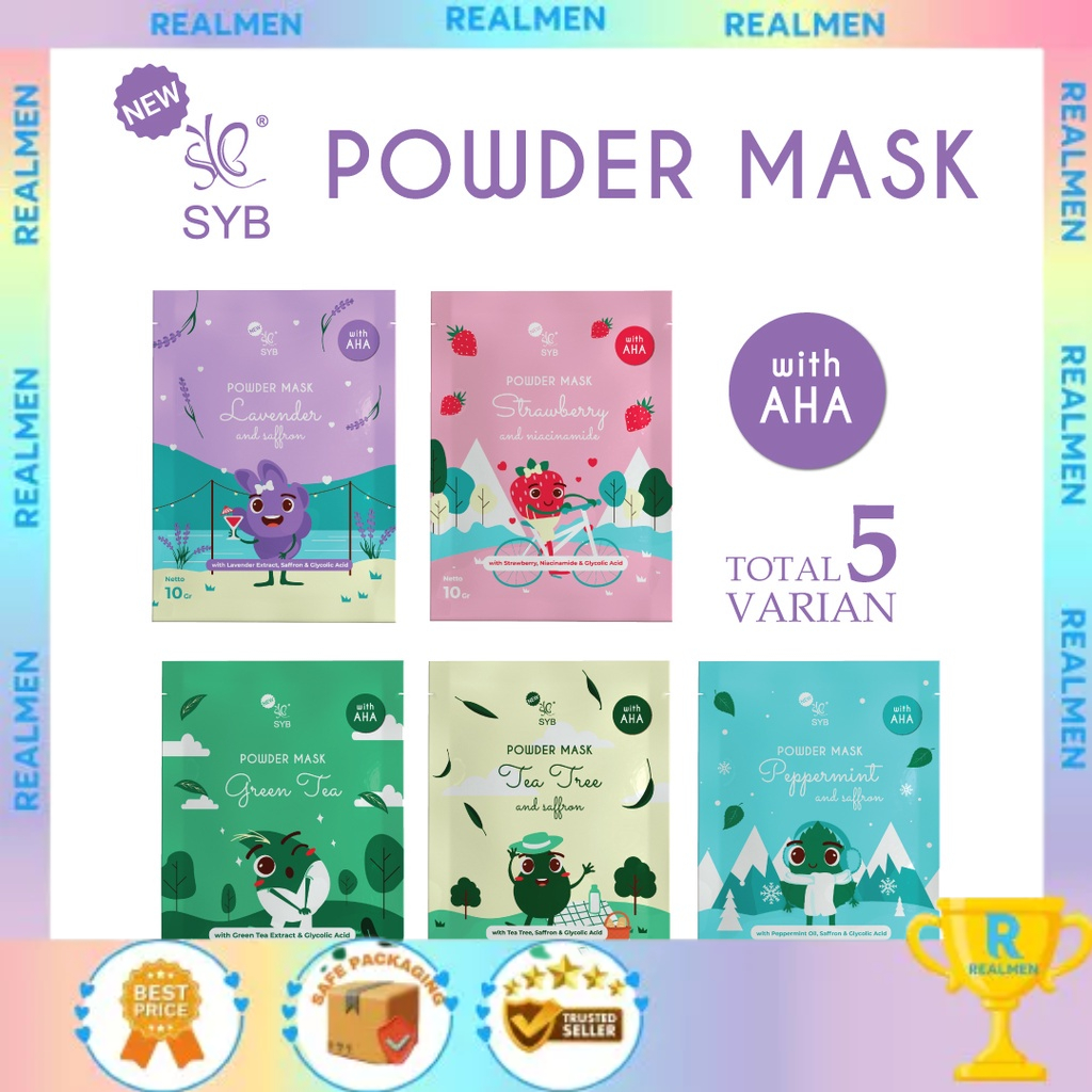 Jual NEW SYB POWDER MASK ORI / STRAWBERRY / LAVENDER&SAFFRON / TEATREE ...