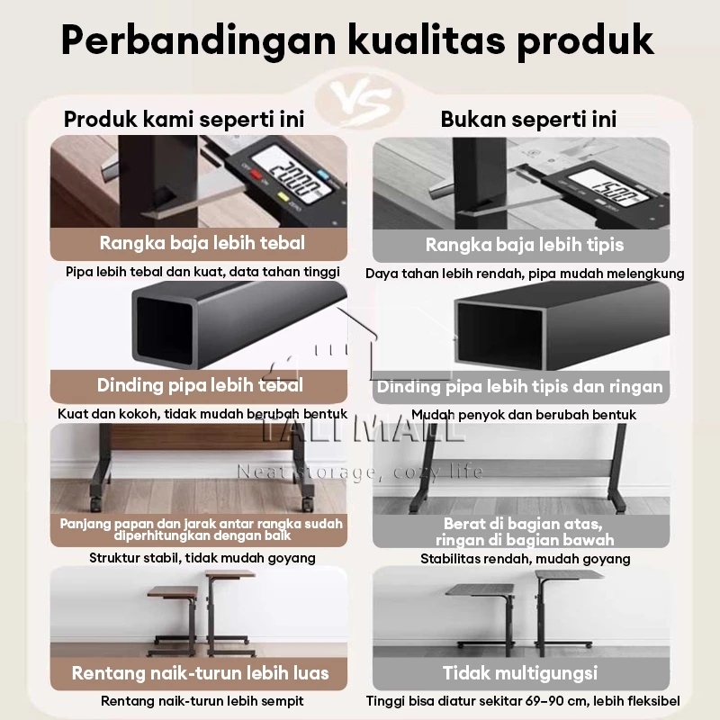 Jual Meja Laptop Roda Meja Belajar Standing Meja Laptop Adjustable Meja ...