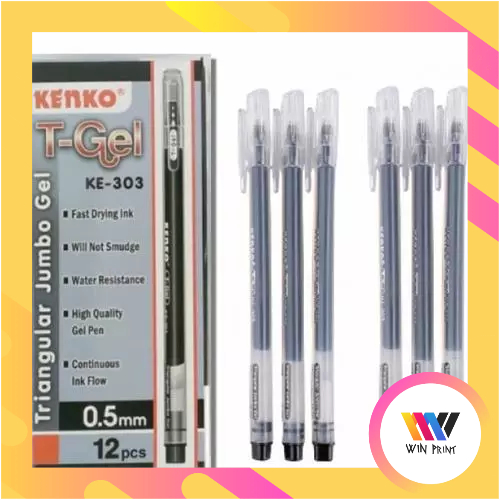 Jual KENKO Gel Pen KE-303 T-Gel Triangular Black / Pulpen / Pena 0.5 MM ...