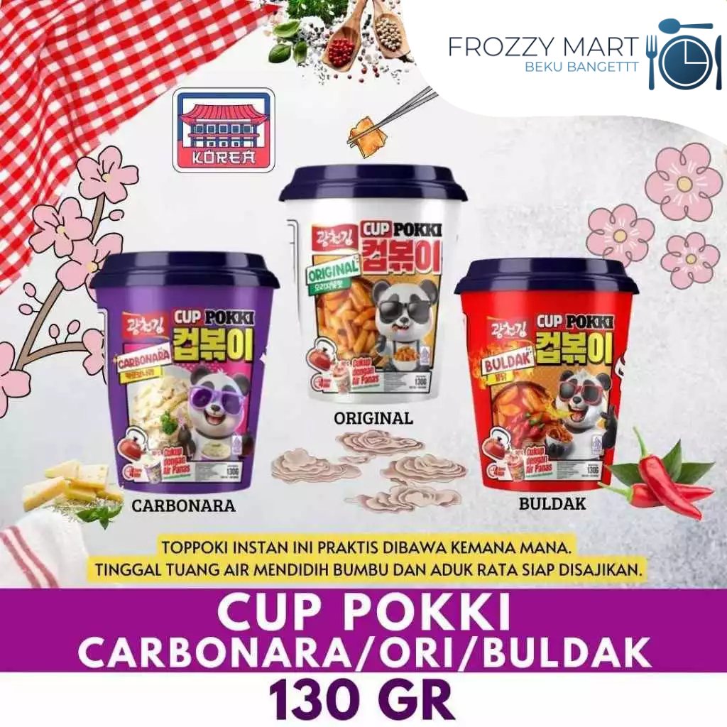 Jual CUP Pokki Korean Tteokbokki 130gr | Original, Carbonara, Buldak ...