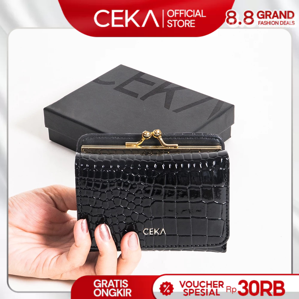 Jual [NEW] CEKA Dompet Wanita Elvara Short Wallet Motif Croco Dompet ...