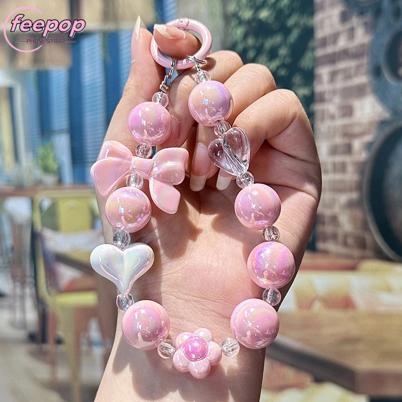 Jual Phone Strap Trendi Ins Solid Color Kunci Rantai Jantung Gantungan ...