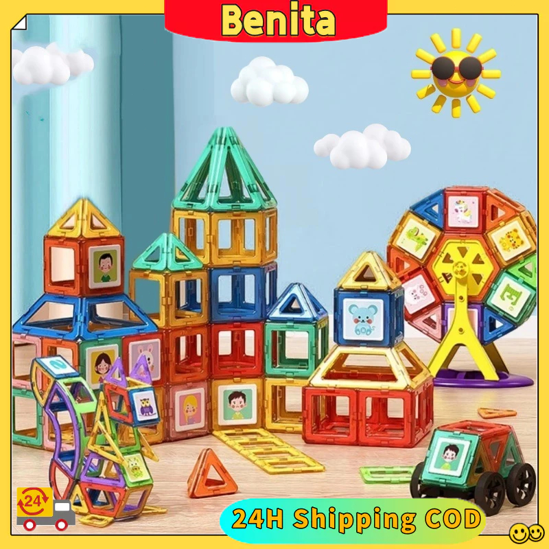 Jual 【24H COD】Magnetic Tiles 148/60 PCS 3D Building Block Mainan Magnet ...