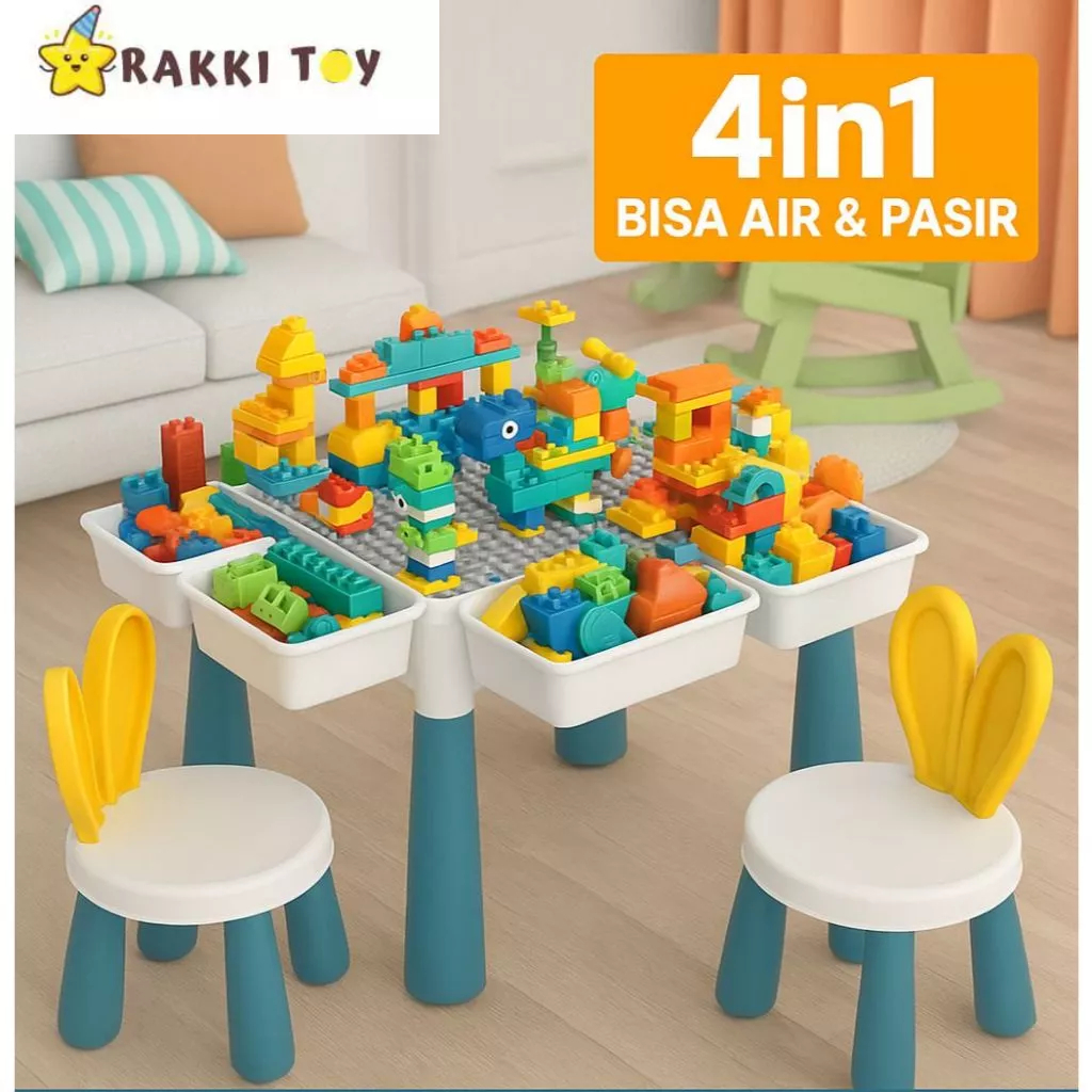 Jual Meja Kursi Mainan Anak Multifungsi 4in1 + 396 Blocks Bisa Bermain ...