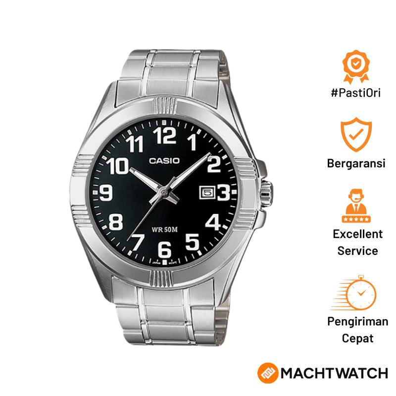 Jual Jam Tangan Pria Casio General MTP-1308D-1BVDF Enticer Men Black Dial Stainless Steel Band ...