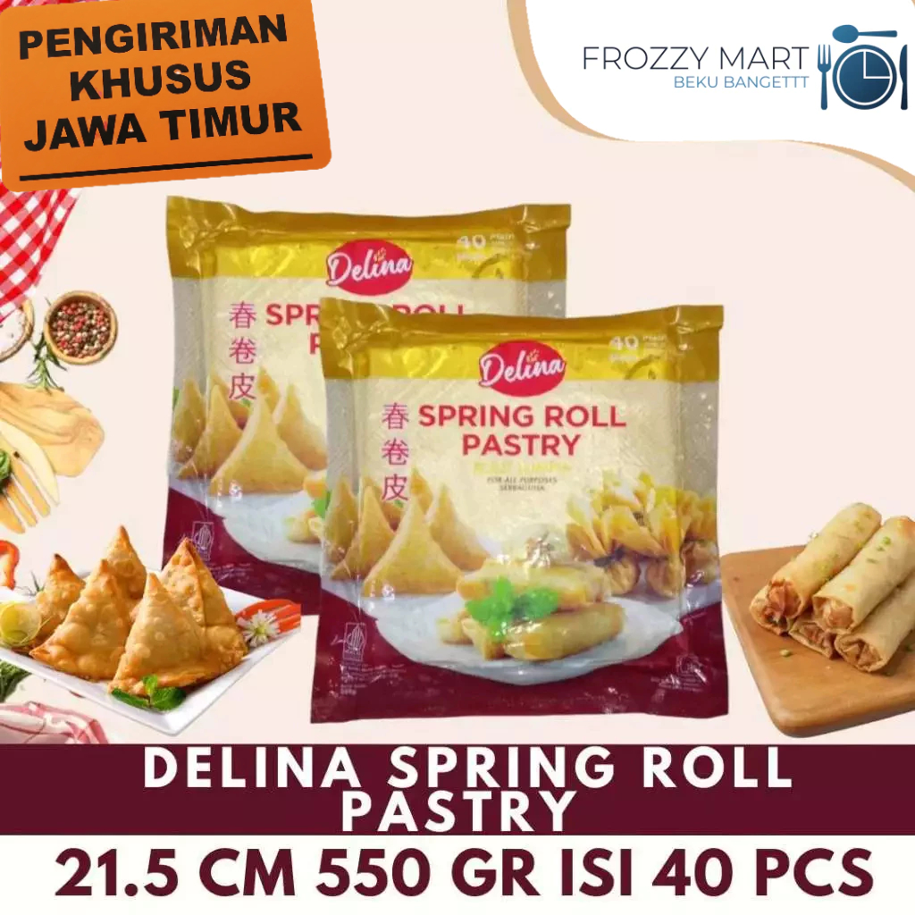 Jual DELINA Kulit Lumpia Spring Roll Pastry 12.5cm & 21.5cm – Isi 50 ...
