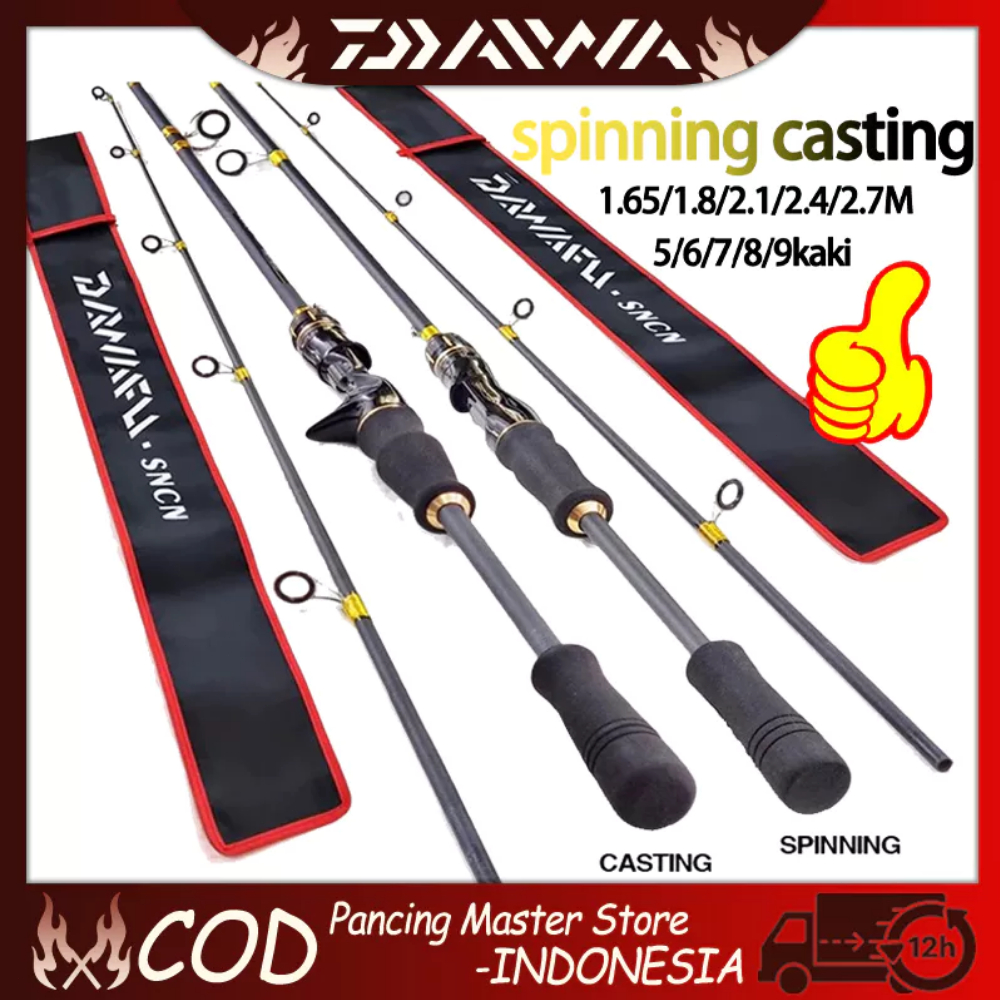 Jual Daiwa Joran Pancing Carbon Fiber 2 Bagian Tongkat Pancing Spinning Casting M Power Untuk ...