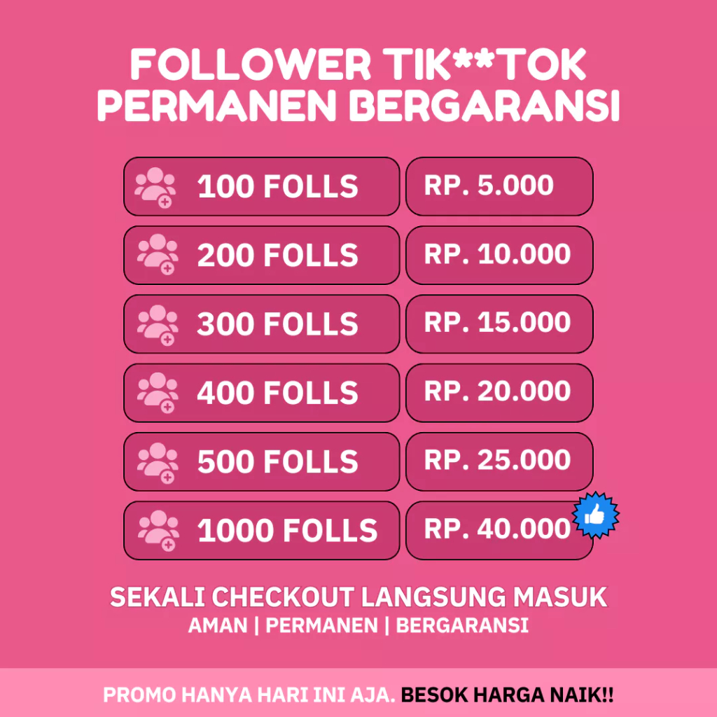 Jual FOLLOWERS TIK**TOK PERMANEN REAL AKTIF BERGARANSI BUKAN INDONESIA ...