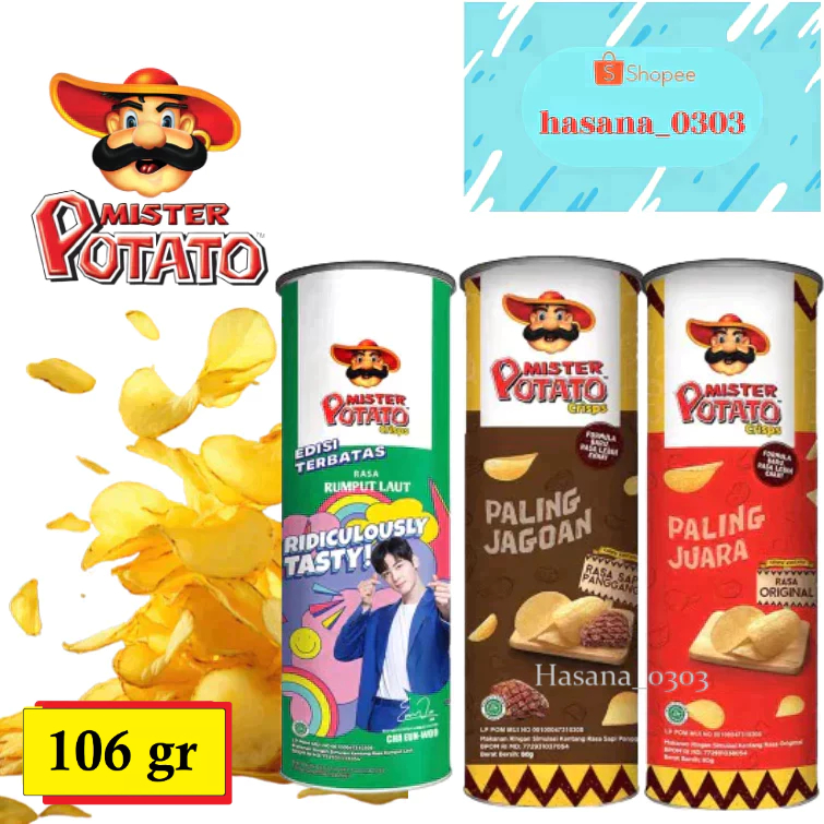 Jual Mister Potato Keripik Kentang Kaleng 106 gram [ Original, Sapi ...