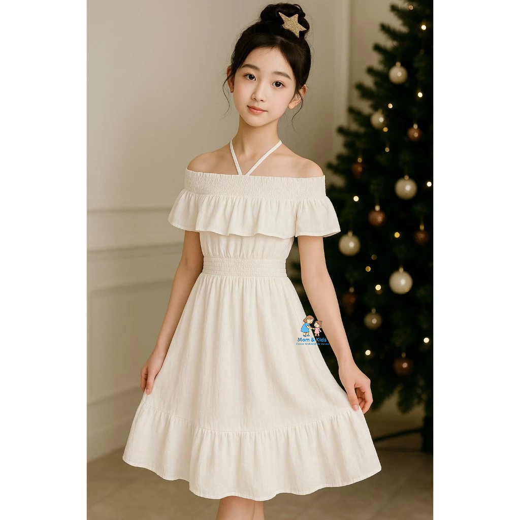 Jual MK017 CRISTIANI | Midi Dress Anak Sabrina Angel Off Shoulder Tali ...