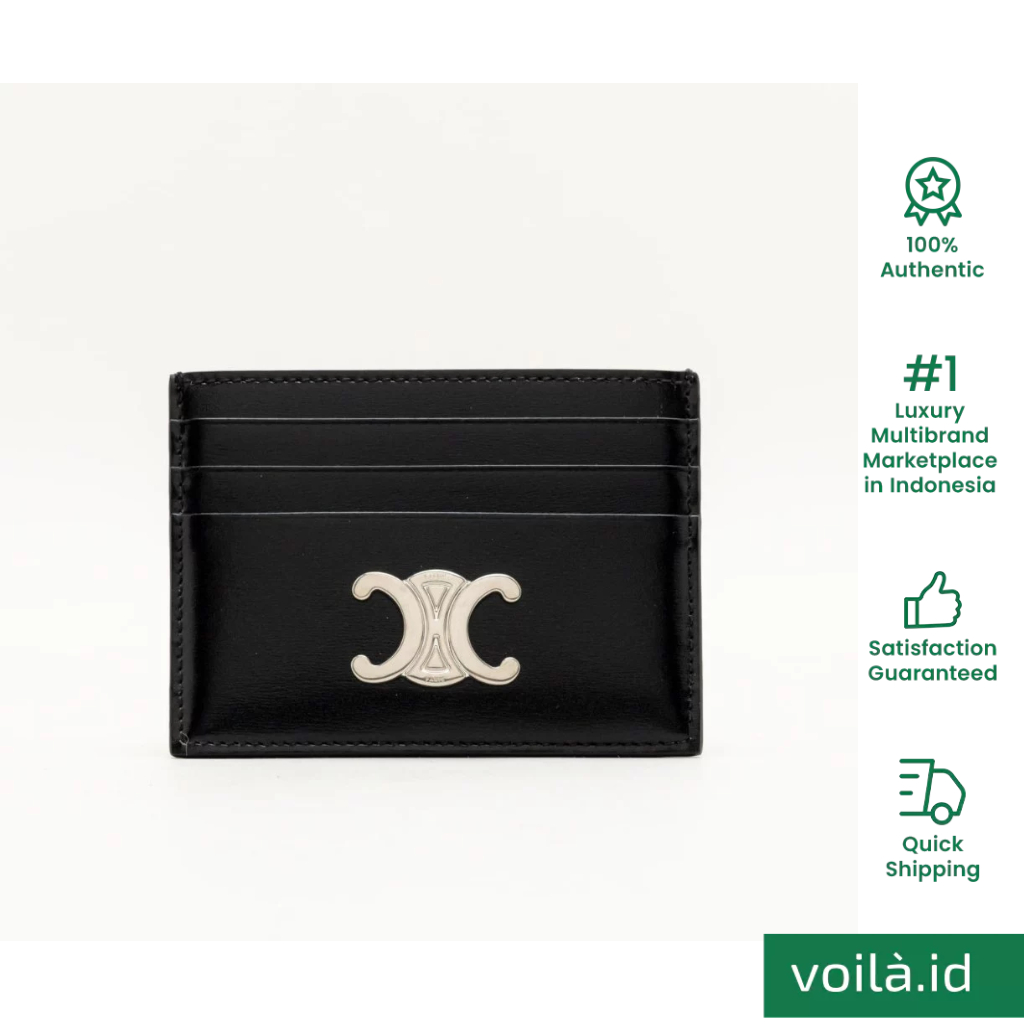Jual Triomphe Shiny Calfskin Card Holder Black Shw | Shopee Indonesia