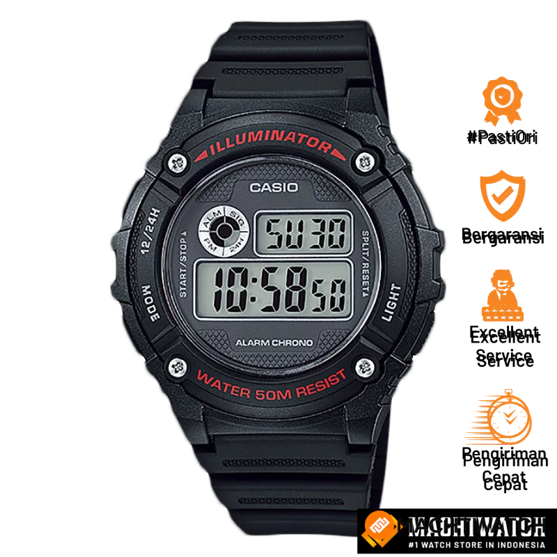 Jual [10.10] Jam Tangan Pria Digital Casio Standard W-216H-1AVDF W216W -216H Black Resin Band ...