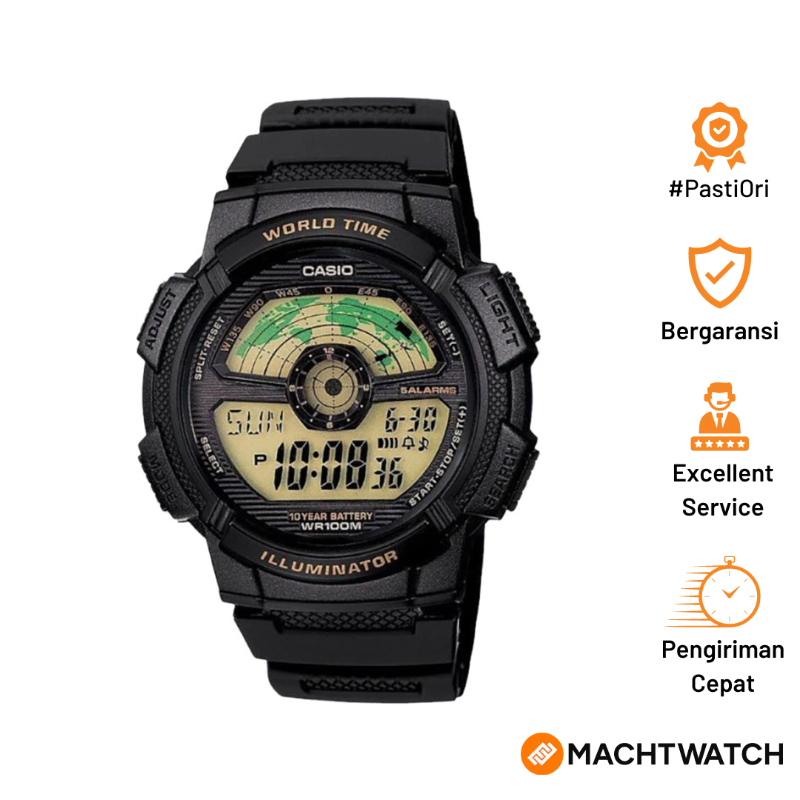 Jual Jam Tangan Pria Casio Standard AE-1100W-1BVDF AE1100 AE-1100W Black Resin Band | Shopee ...