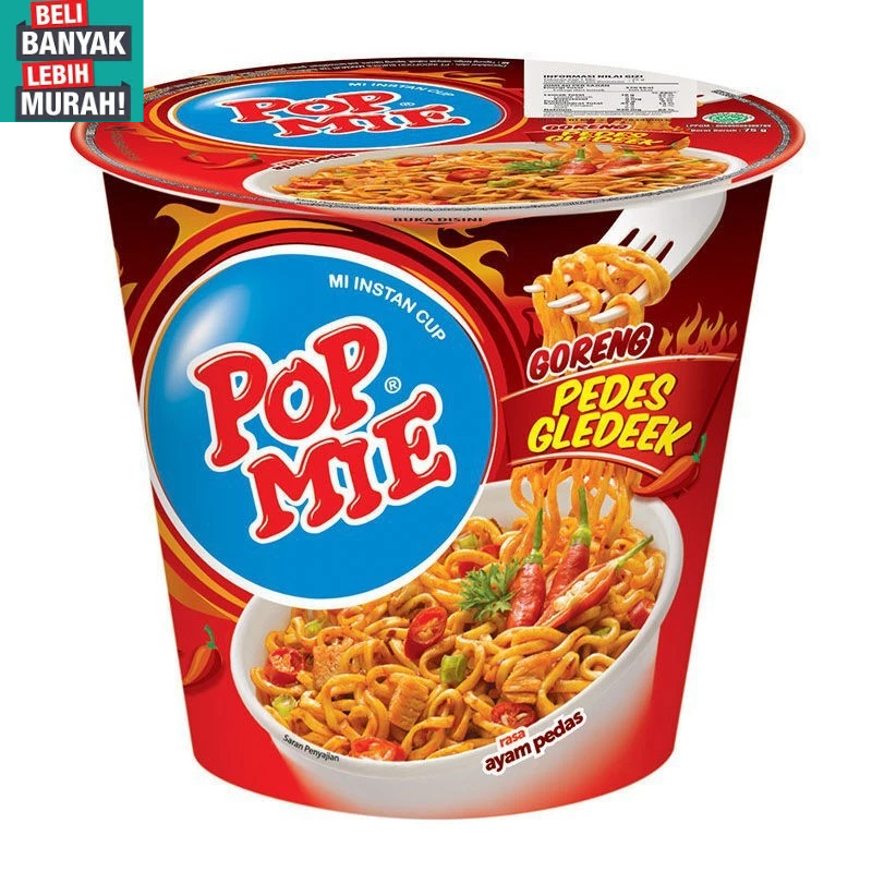 Jual 2 PCS POP MIE MI INSTAN CUP GORENG PEDES GLEDEK sip | Shopee Indonesia