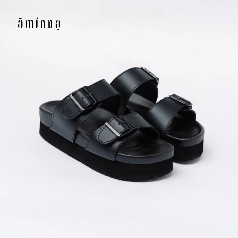 Jual AMINDA Zoey Sandal Wanita Korean Style Hitam | Shopee Indonesia