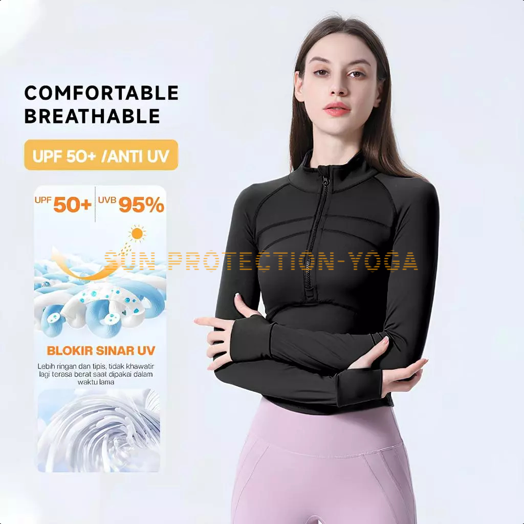 Jual Jaket Anti UV Jaket Olahraga Wanita Lengan Panjang Untuk Yoga Fitness UPF 50+ | Shopee ...
