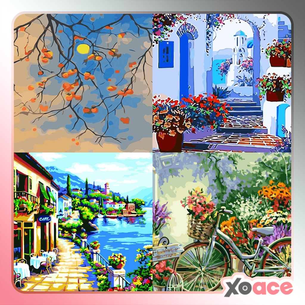 Jual 40x50 DIY Paint By Number Painting By Numbers Kit Digital Lukisan Seri B Scenery ...