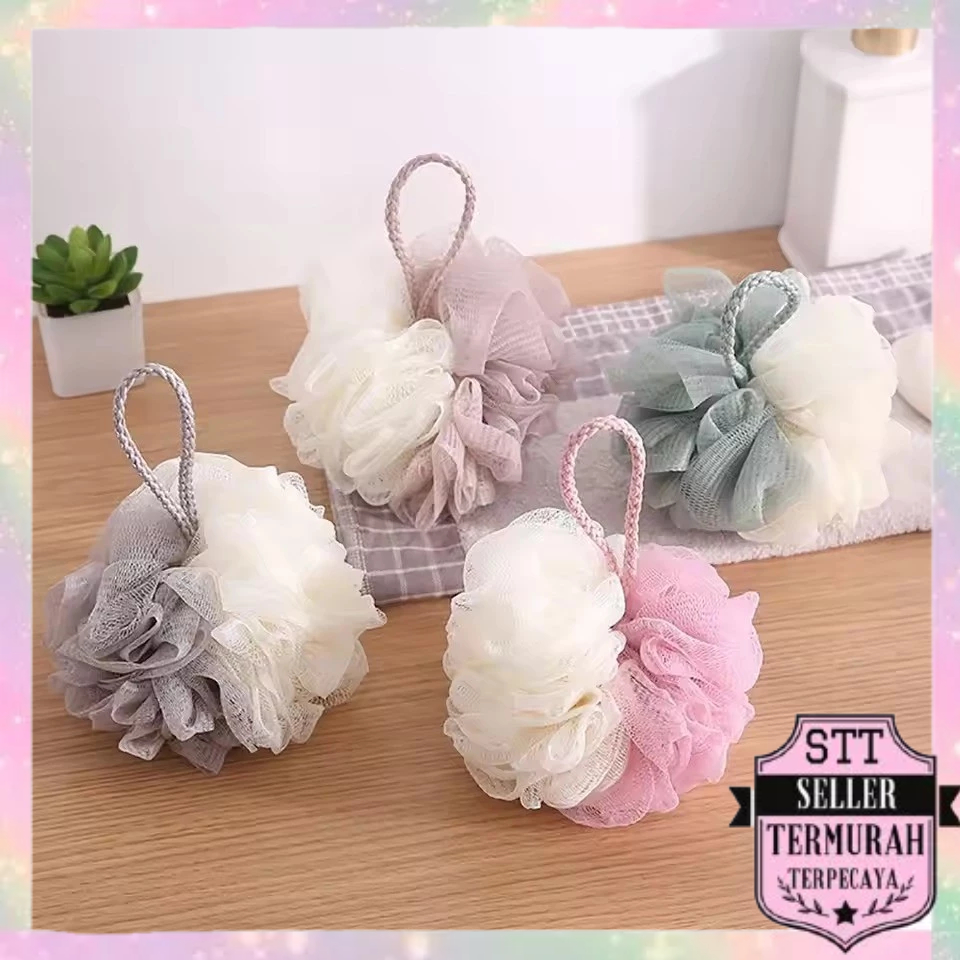Jual STT Spons Mandi Jaring Bulat Tebal Pembersih Badan 2 Warna Shower ...