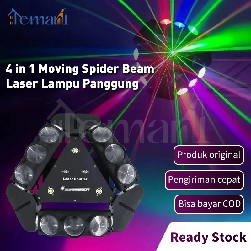 Jual ⭐Control mode sound⭐Lampu Panggung Laser RGBW 9x3W 4in1 triangle ...