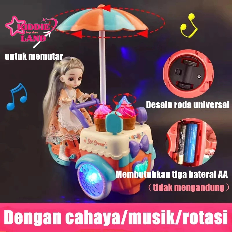 Jual Mainan Mobil Es Krim Listrik Gerobak Dorong Boneka dengan Musik ...